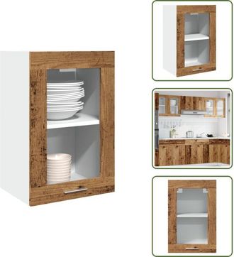 vidaXL The Living Store - vidaXL H&auml;ngeschrank Glas Altholz-Optik 40x31x60 cm Holzwerkstoff