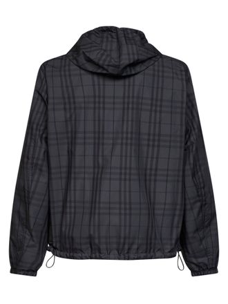 Burberry Mens Reversible Hooded Jacket Newport Check Grey Polyester Bomber