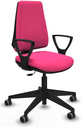 Piqueras y Crespo Elche Schreibtischstuhl Rosa mit festen Armlehnen, ausgestattet mit permanentem Basiskontakt und Schneideschaum, 65 mm Rollen, Parkett, Rosa