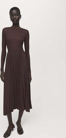 Mango Robe midi &eacute;vas&eacute;e ceinture chocolat - Femme - XS - MANGO