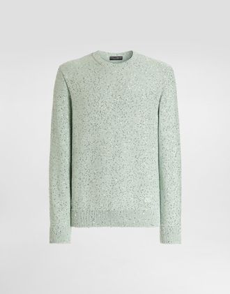Dolce & Gabbana Pullover Aus Baumwolle Mit Pailletten - Mann Strickwaren Green 44