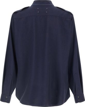 Maison Margiela Wool with Pressed Technique Shirt - Navy