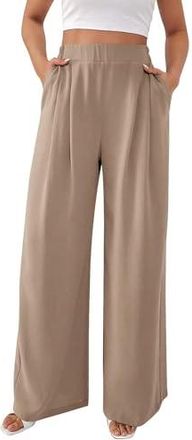 Generic Pantalon pour femme taille haute &eacute;lastique coupe droite coupe ample pantalon de travail formel pantalon habill&eacute; &agrave; jambe large pour l&eacute;t&eacute; d&eacute;contract&eacute; pa
