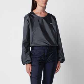 Miu Miu H&auml;matitgraue Bluse aus Re-Nylon