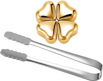 Amosfun Eisw&uuml;rfel Wiederverwendbar Aus Edelstahl Herzform K&uuml;hlsteine F&uuml;r Whisky Kaffee Trinksteine Ohne Geschmack Beeintr&auml;chtigung