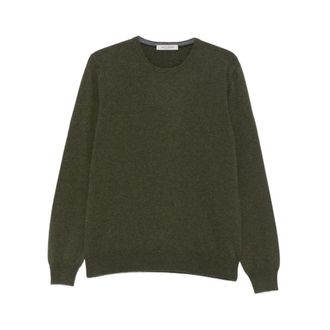 La Fileria Dunkelgr&uuml;ner Cashmere Rundhalsausschnitt Pullover - - Knitwear - Herren - Gr&uuml;n - M