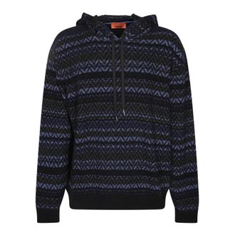 Missoni Kapuzensweater aus Wollmischung mit Zickzackmuster - - Sweatshirts & Hoodies - Herren - Blau - 2XL