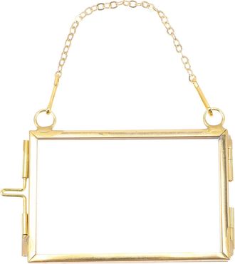 Cabilock 2 St&uuml;ck Goldmetall -fotorahmen Mini-fotorahmen F&uuml;r Die Wand Mini-bilderrahmen Zum Aufh&auml;ngen Wand-bilderrahmen Rahmen F&uuml;r Foto Wandh&auml;ngedekoration Glas