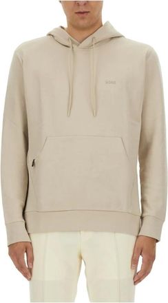 HUGO BOSS Sweat &agrave; capuche en jersey avec logo appliqu&eacute; - Homme - Sweatshirts et sweats &agrave; capuche - Beige - Taille: 2XL