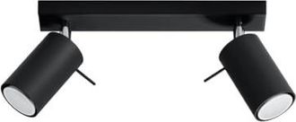 Sollux Lighting Ring 2 Plafonnier | Design Minimaliste et Moderne, Bras Orientable & Direction de la Lumi&egrave;re | Ampoule GU10 Rempla&ccedil;able, 2 x 40 W | Acier, Noir, 30 x 