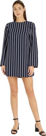 Tommy Hilfiger Damen Kleid Stripe Langarm, Mehrfarbig (Argyle Stp/ Desert Sky), 34