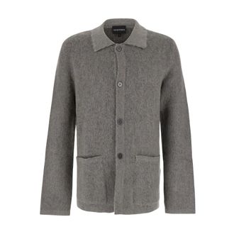 Emporio Armani Strickjacke mit V-Ausschnitt - - Knitwear - Herren - Grau - L