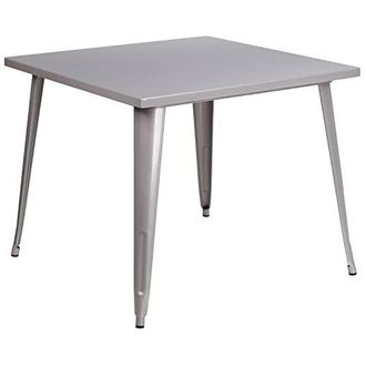 Flash Furniture Flash Meuble 90,2 cm carr&eacute; en m&eacute;tal Table dint&eacute;rieure/ext&eacute;rieure, M&eacute;tal, Silver, 35.5