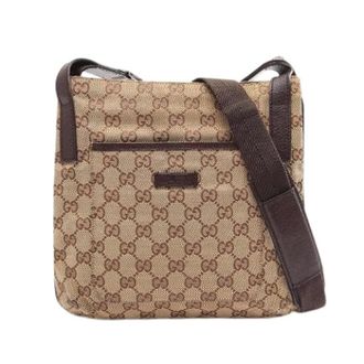 Gucci Sac bandouli&egrave;re en toile et cuir Pre-owned GG - Femme - Pre-owned - Beige - Taille: ONE Size