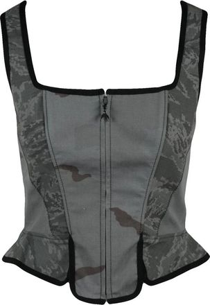 Marine Serre Femme, Tops, Gris, Taille: 34 FR Top en toile militaire