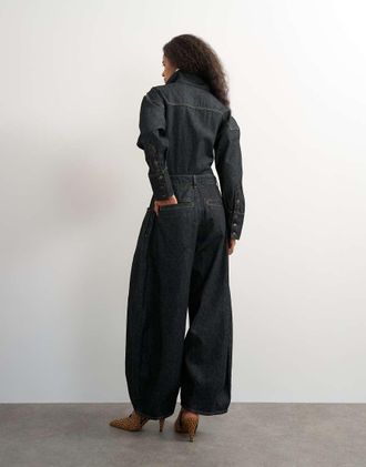 Topshop combinaison cocon en jean noire
