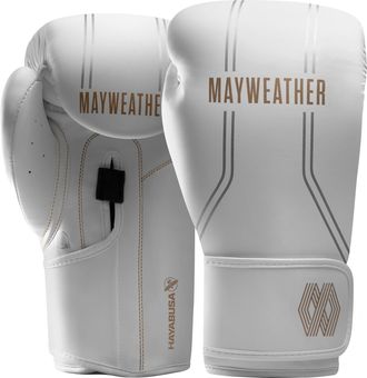 Hayabusa Mayweather Contender Boxhandschuhe f&uuml;r M&auml;nner und Frauen, Wei&szlig;/Gold, 12 oz