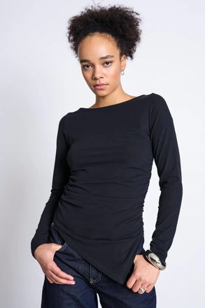 JAN 'N JUNE Damen vegan Longsleeve Mit Bootskragen Noly Schwarz