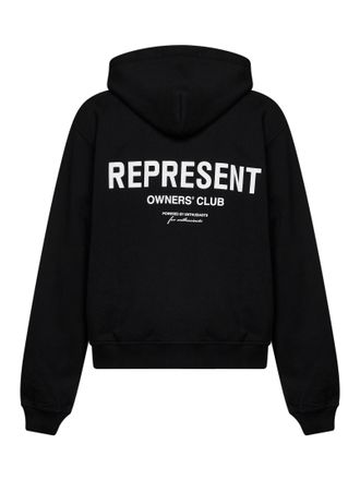 Represent Mens Zip-Up Hoodie Owners Club Black Cotton Sweatshirts Sweater