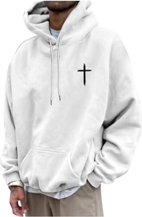 Generic Sweat à capuche graphique « God Loves You » pour homme tendance vintage pull à capuche confortable lettre Jésus Christian pull à capuche automne perso