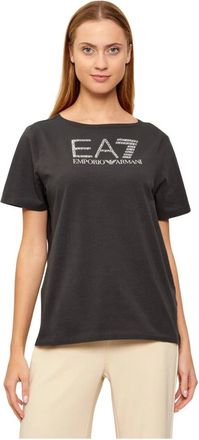 Emporio Armani Emporio Armani Ea7, Femme, Tops, Gris, Taille: 40 FR T-Shirt &agrave; manches courtes et col large