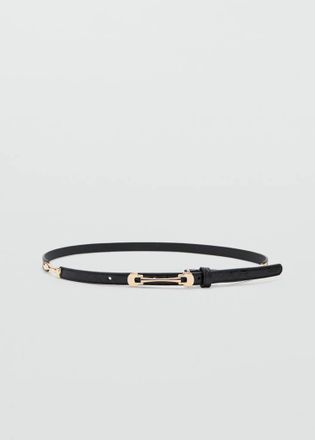 Mango Ceinture fine boucle m&eacute;tallique noir - Femme - S - MANGO