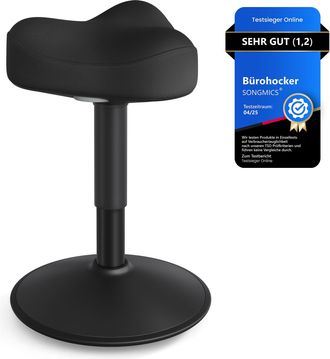 Songmics Hocker, Stehhocker, Stehstuhl mit Schwingeffekt, h&ouml;henverstellbar 48-65,5 cm, Anti-Rutsch-Sockel, drehbarer Sattelsitz, aktive Sitzhaltung, f&uuml;r B&uuml;ro u