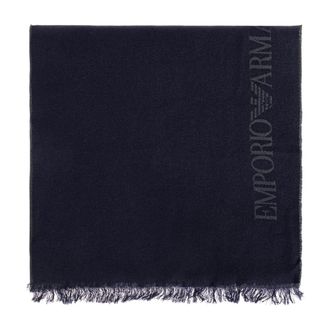 Emporio Armani Wollschal mit Jacquard-Logo-Schriftzug - - Accessories - Herren - Blau - ONE SIZE