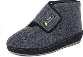 Schawos Chaussons feutrés pour hommes 6060 chaudement doublés en laine vierge Fermeture (gris, eu_footwear_size_system, adult, men, numeric, medium, numeric_4