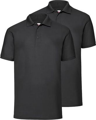 Fruit Of The Loom Lot de 2 polos 65/35 + sac en tissu MyShirt gratuit, couleur : noir, taille : 2XL, noir + sac de sport Myshirt