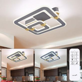 ETC Shop Plafonnier LED chambre lampe salon lumi&egrave;re dimmable CCT t&eacute;l&eacute;commande gris dor&eacute;, 2545lm 56 watts blanc chaud-blanc froid 2700K-6000K, L 50 cm