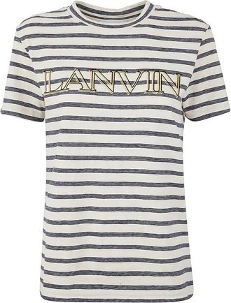 Lanvin Femme, Tops, Blanc, Taille: 36 FR Logo Striped T-Shirt