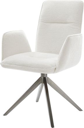 DELIFE Esszimmerstuhl Vinja-Flex Kreuzgestell breit Graphit Boucl&eacute; Soft Beige 360&deg; drehbar Wippfunktion