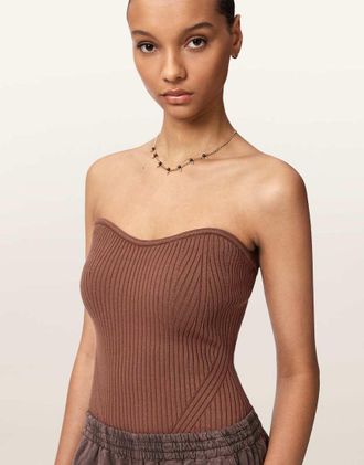AllSaints Cruz - Top bandeau - Marron penny