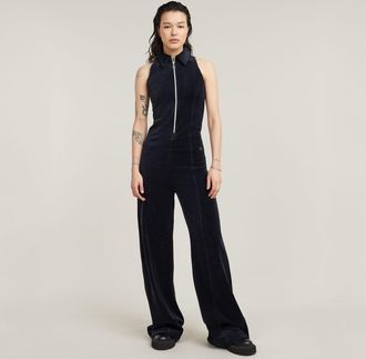 G-Star Wide Leg Velvet Jumpsuit - Dunkelblau - Damen