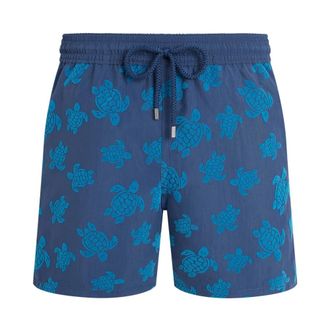 Vilebrequin Moorea Flocked Ronde des Tortues Badeshorts - - Swimwear - Herren - Blau - L