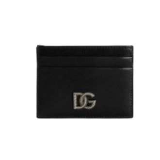Dolce & Gabbana Homme, Accessoires, Noir, Taille: ONE Size Porte-cartes en cuir de veau Tempesta