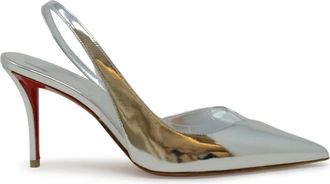 Christian Louboutin Hohe Schuhe - 3240221 S211 Silver Patent Leather Posticha 80 Pum - Gr. 36,5 (EU) - in Grau - f&uuml;r Damen