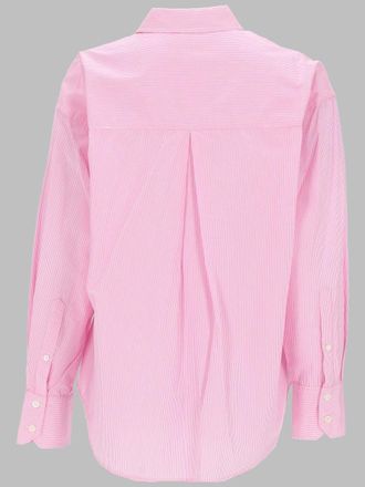 MC2 Saint Barth Striped Embroidered Cotton Shirt - Pink