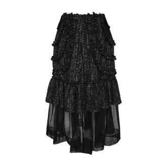 Simone Rocha Femme, Jupes, Noir, Taille: 36 FR Multi Frill Patchwork Fray Skirt