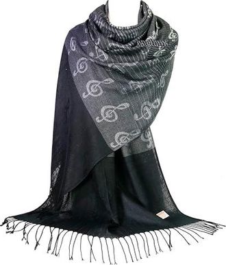 GFM &Eacute;charpe GFM &agrave; motifs de notes de musique ou pashmina - Grande ou moyenne taille - Douce, L