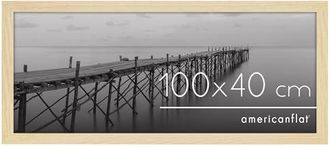 Americanflat 100x40 cm Bilderrahmen aus MDF-Holz mit bruchsicherem Plexi-Scheibe - 40x100 cm Fotorahmen mit integrierter Aufh&auml;ngung - f&uuml;r vertikale oder horizontal