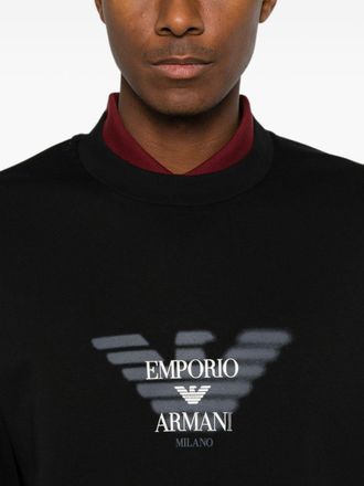 Emporio Armani Logo-Embroidered Cotton Sweatshirt - Black