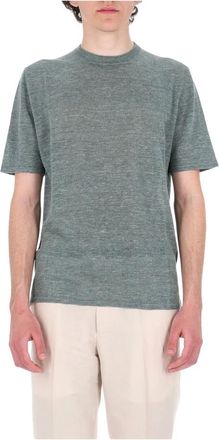Roberto Collina Homme, Tops, Vert, Taille: 2XL T-shirt m&eacute;lang&eacute; en lin et coton