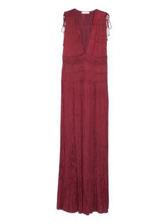 Ulla Johnson robe longue Tasneem &agrave; col v - Rouge
