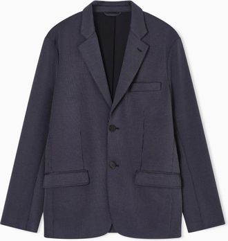 Emporio Armani Homme, Vestes, Gris, Taille: L Blazer crois&eacute; en cannet&eacute; &agrave; effet plaqu&eacute;