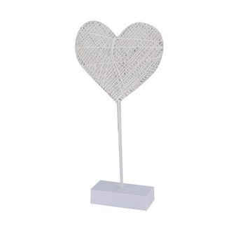 SOLUSTRE Herzf&ouml;rmige Led-lampe Aus Rattan Batteriebetrieben Als Nachtlicht Oder Dekoleuchte Minimalistisches Design Kleine Wei&szlig; Ohne Batterie