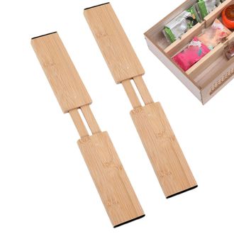 Generico Erweiterbare Schubladen-Trennw&auml;nde: 2-teilige Trennwand aus Holz, verbesserte Raumnutzung, verstellbare Lagerung, Mehrzweck-Organizer f&uuml;r K&uuml;che, B&uuml;ro,