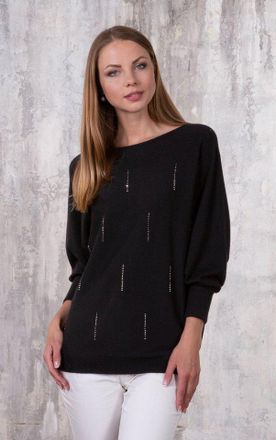 Passioni Strickpullover mit dezenten Strassdetails