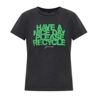 Ganni Bedrucktes T-Shirt - - Tops - Damen - Schwarzk - M